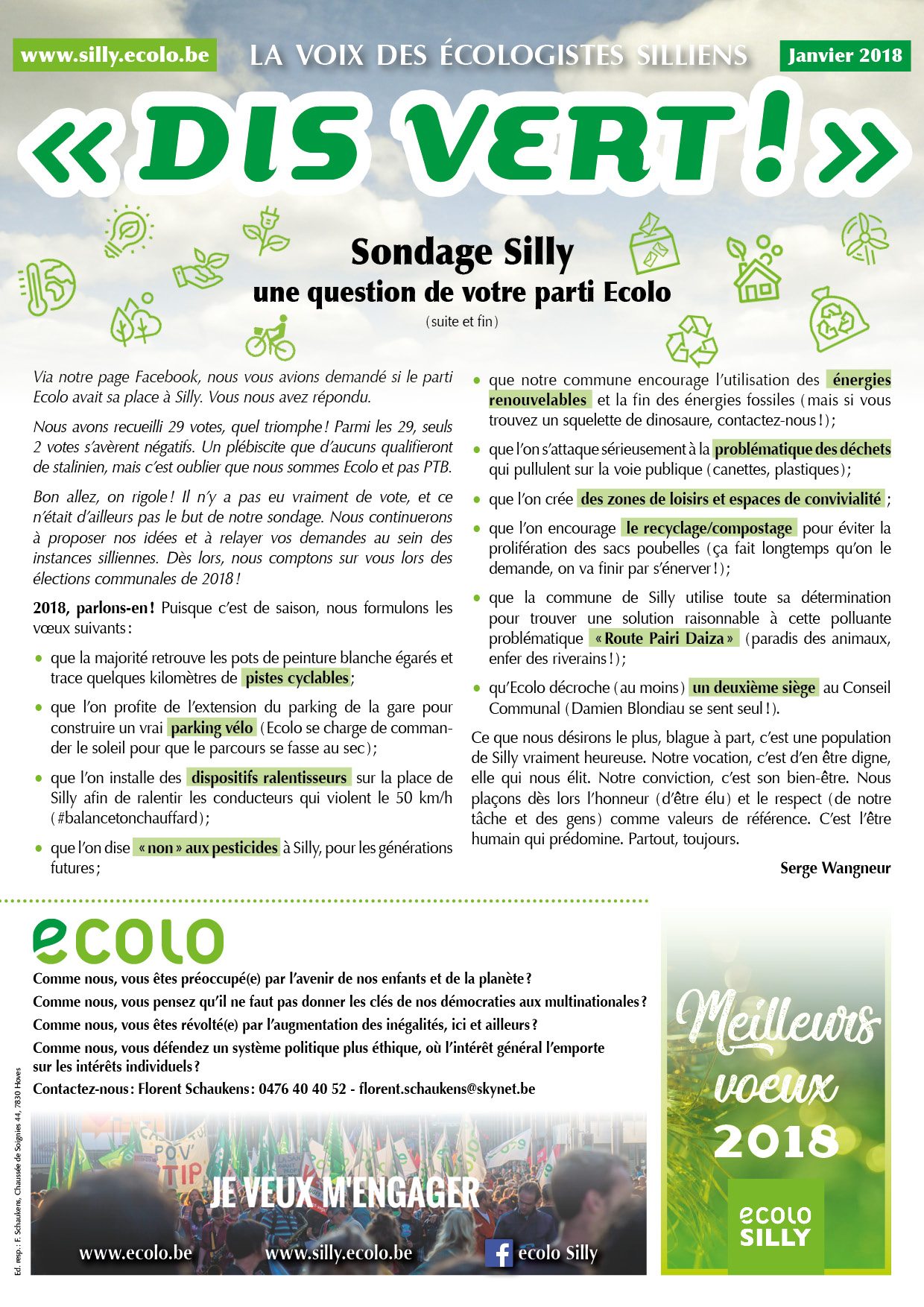 « DIS VERT! » Janvier 2018 | Ecolo Silly
